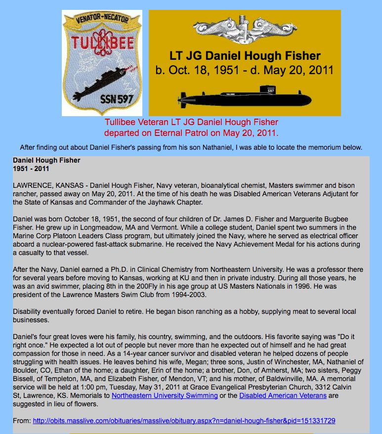 Daniel Hough Fisher – USS Tullibee SSN597
